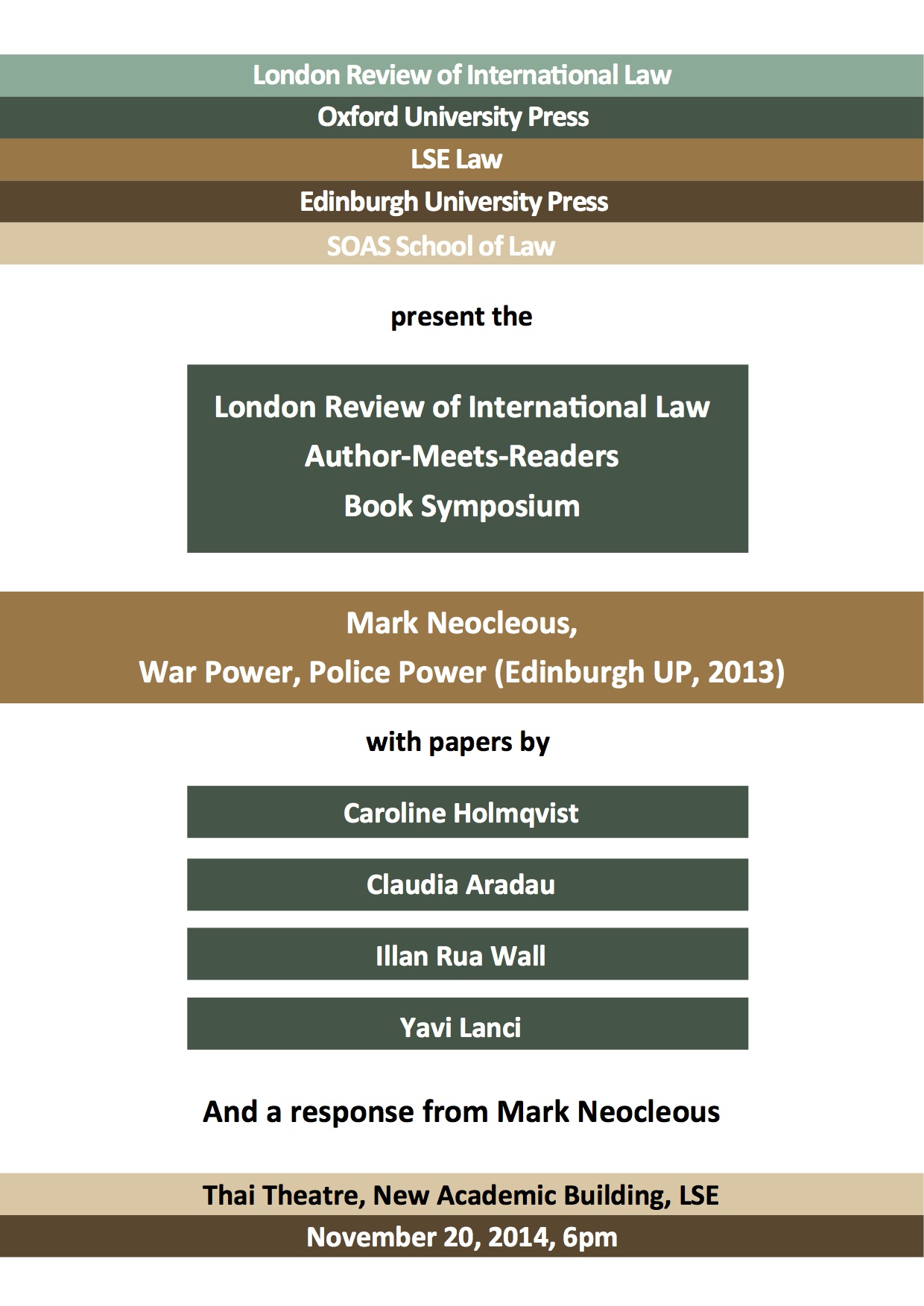 Symposium on Mark Neocleous, War Power, Police Power – LSE, 20 November ...