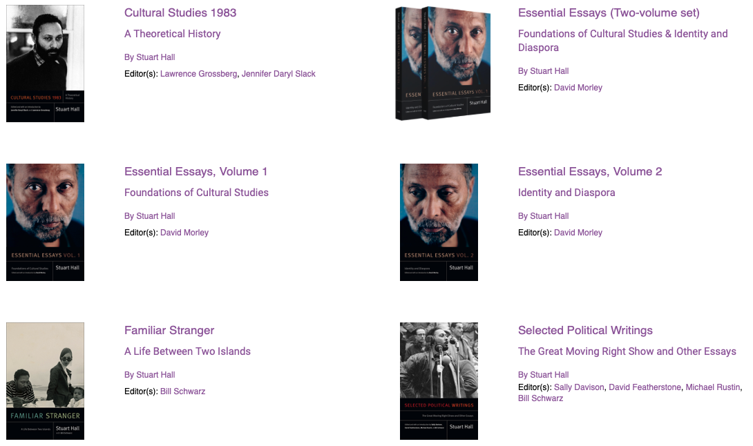 Stuart Hall, Writings on Media: History of the Present, edited by ...