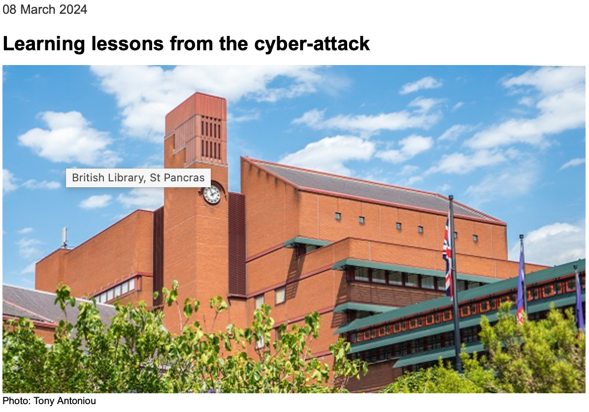 ‘Learning lessons from the cyber-attack’ – British Library report, 8 ...