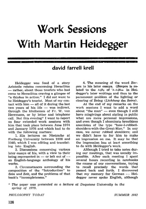 Hannah Arendt, David Farrell Krell and the early English translations ...