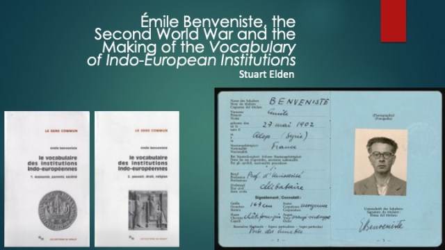 The Andrea Rosenthal Memorial Lecture – “Émile Benveniste, the Second ...